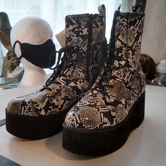 Shoes | Python Skin Pattern Platform Boots | Poshmark